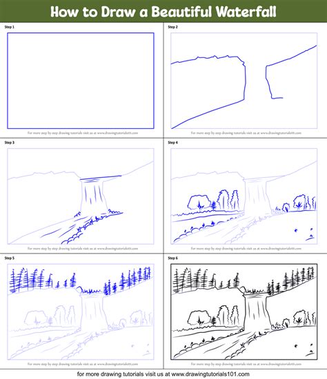 How To Draw A Beautiful Waterfall Waterfalls Step By Step DrawingTutorials