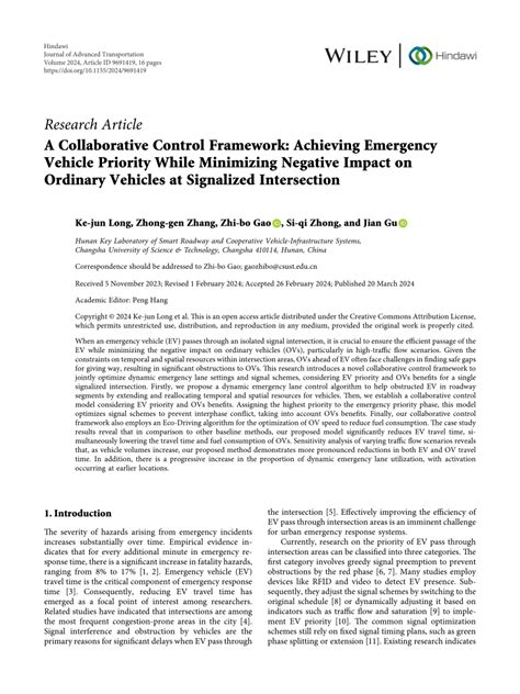 Pdf A Collaborative Control Framework Achieving Emergency Vehicle Priority While Minimizing