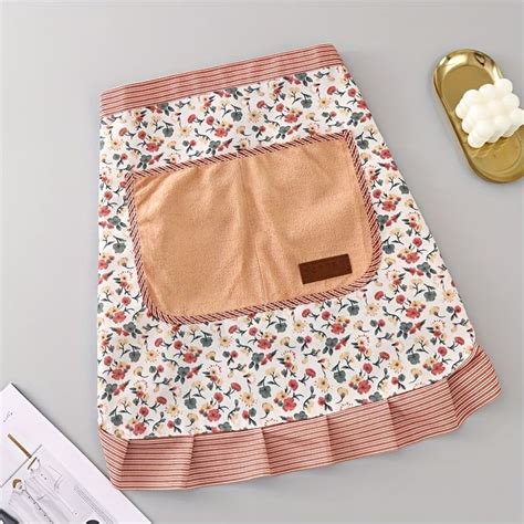 1pc Half Body Apron Canvas Fragmented Flower Hand Wiping Apron