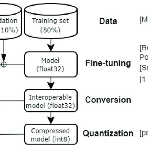 overview of accuracy quantization inference time and model size of