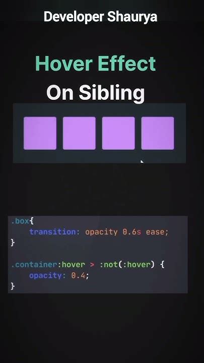 Hover Effect On The Siblings Coding Webdesign Html Youtube