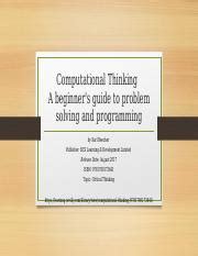 Beginner S Guide To Computational Thinking And Problem Solving Course Hero