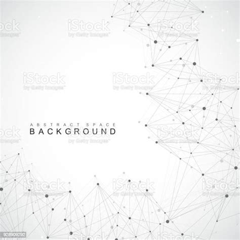 기하학적 추상 배경 연결된 라인 및 점입니다 큰 데이터 구성입니다 분자 및 통신 배경입니다 디자인을 위한 그래픽 배경입니다 벡터
