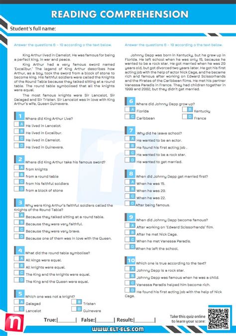 reading comprehension multiple choice test reading comprehension