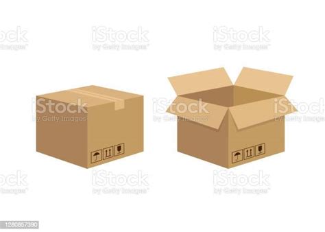 흰색 배경에 분리 된 판지 상자와 3d 모형 3d 일러스트레이션 만화 스타일의 판지 상자 싱글 벡터 그림입니다 상자에 대한 스톡