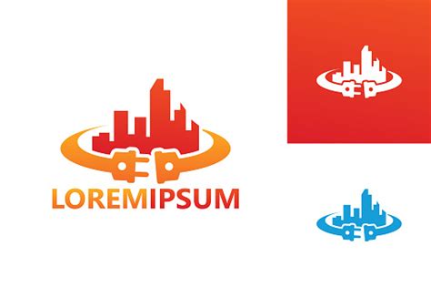 전기 도시 로고 템플릿 디자인 벡터 엠블럼 디자인 개념 창조적 인 기호 아이콘 0명에 대한 스톡 벡터 아트 및 기타 이미지