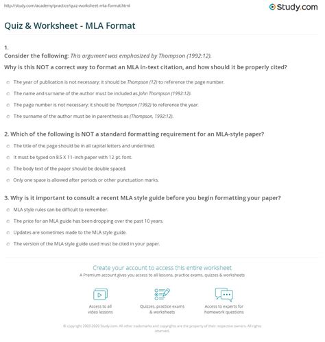 Mla Documentation Practice Worksheet Printable Word Searches