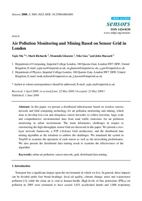 Pdf Air Pollution Monitoring And Mining Based On Sensor Grid In London