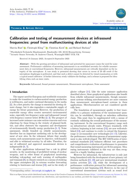 Pdf Calibration And Testing Of Measurement Devices At Infrasound Frequencies Proof From