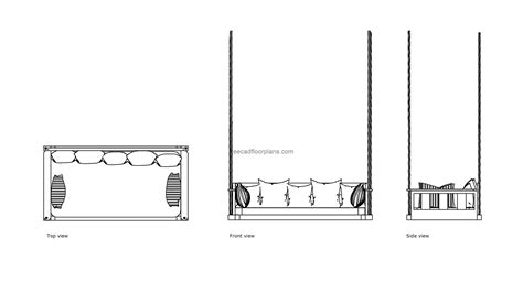 Porch Swing Bed Twin Size Autocad Block Free Cad Floor Plans
