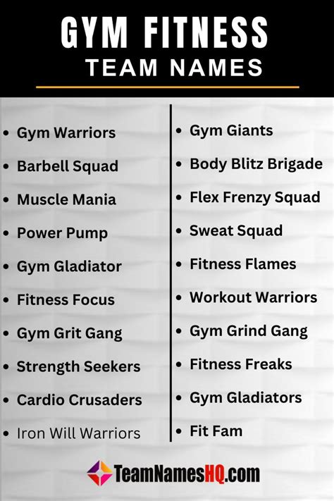 Fitness Team Names Ideas Gym Pump Up Your Gym Sessions ️‍♀️ Fitness
