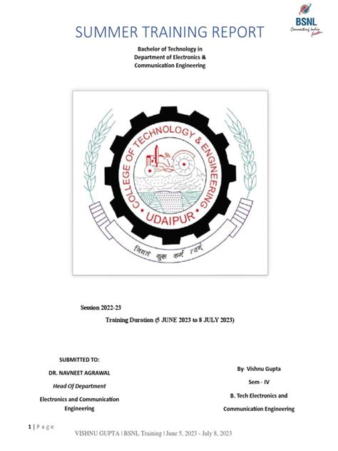 training report vishnu gupta ece pdf computer network landline