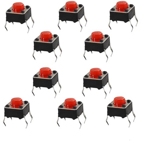 Push Button Red Tactile Micro Switch 12mm 4 Pin Pack Of 20