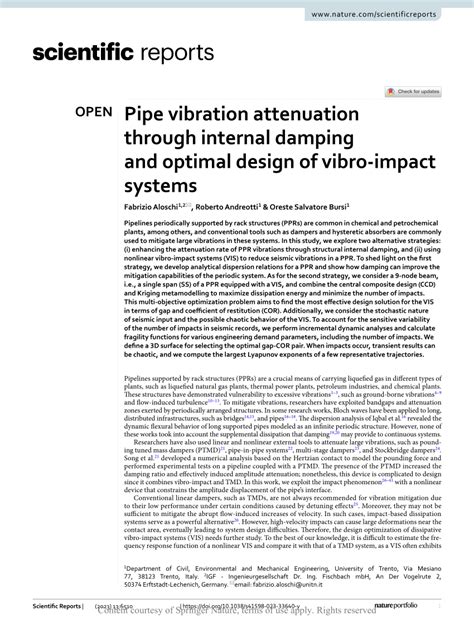 Pdf Pipe Vibration Attenuation Through Internal Damping And Optimal Design Of Vibro Impact Systems