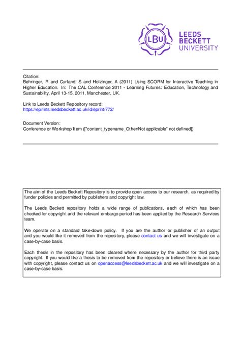 pdf using scorm for interactive teaching in higher education