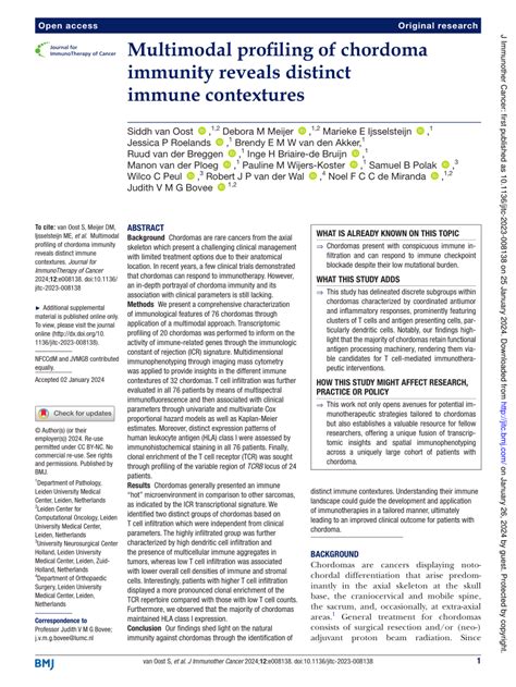 Pdf Multimodal Profiling Of Chordoma Immunity Reveals Distinct Immune