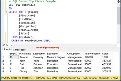 Sql Top Clause