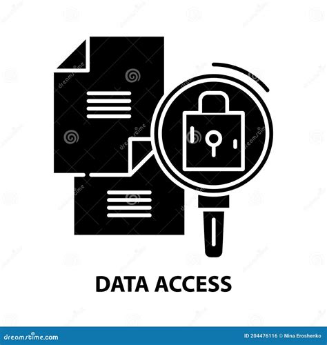 Data Access Icon Black Vector Sign With Editable Strokes Concept Illustration Stock