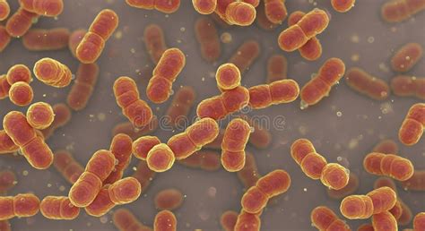 Detailed Microscopic View Of Dividing Bacteria Cells Under Magnification Stock Illustration