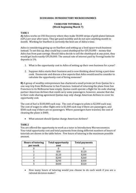 in tutorial questions week 2 econ10004 introductory microeconomics