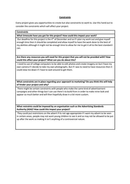 constraints handout task 2 docx