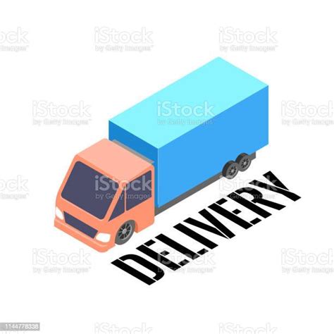 아이소메트릭 화물 트럭 흰색 배경에 고립입니다 배달 서비스 로고입니다 3차원 형태에 대한 스톡 벡터 아트 및 기타 이미지 3차원 형태 개념 검은색 Istock