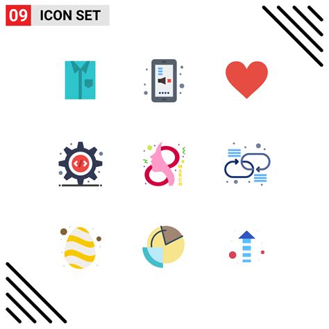 Pack Of 9 Modern Flat Colors Signs And Symbols For Web Print Media Such