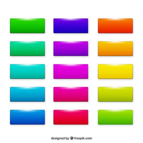 Colourful Rectangle Web Buttons Free Vector