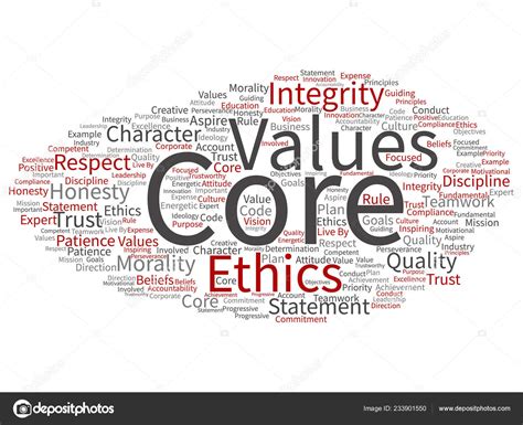 Conceptual Core Values Integrity Ethics Abstract Concept Word Cloud