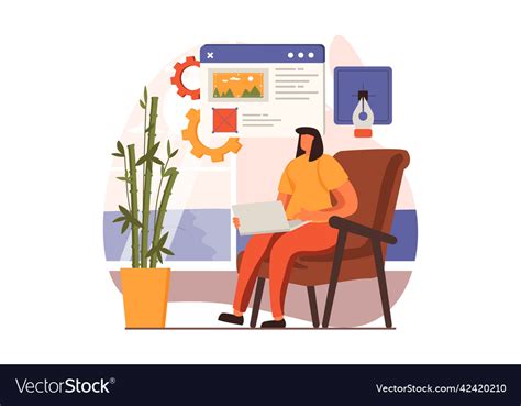 Freelance Working Web Concept In Flat Design Vector Image