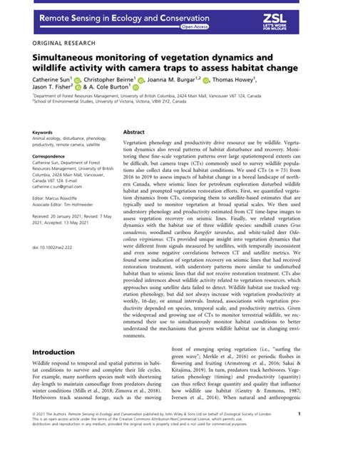 Sun Et Al 2021 Simultaneous Monitoring Of Vegetation Dynamics And Wildlife Activity With Camera
