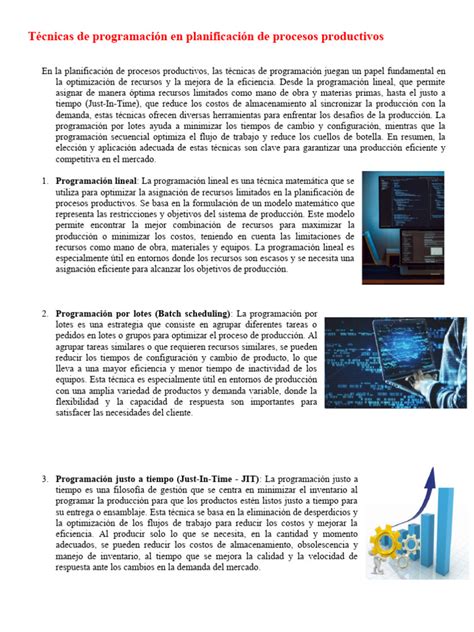 Técnicas De Programación En Planificación De Procesos Productivos