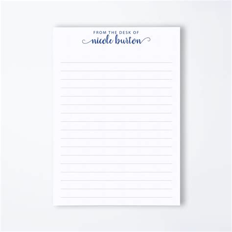 From The Desk Of Notepad Elegant Script Notepad Calligraphy Name