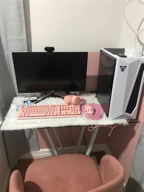 Pink Keyboard And Mouse SET Mechanical Keyboard Feel Round Keycaps Computers Tech Parts