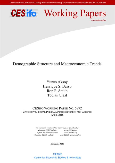 Demographic Structure And Macroeconomic Trends Working Paper Ifo Cesifo