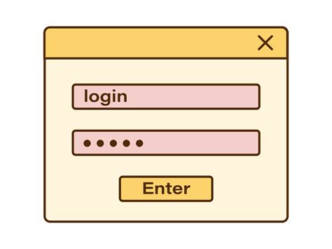 Vector Retro Authorization Window With Login And Password Fields