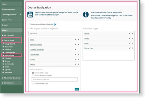 How Do I Update The Course Navigation Appearance And Branding