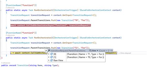 passing a stack variable between orchestrators between executions