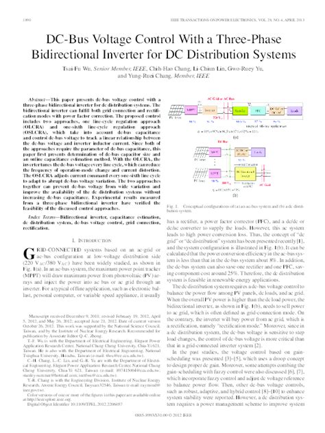 pdf dc bus voltage control with a three phase bidirectional inverter