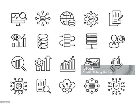 데이터 분석 가는 선 아이콘입니다 편집 가능한 획 웹사이트 마케팅 디자인 로고 앱 템플릿 Ui 등 벡터 그림입니다 아이콘에 대한 스톡 벡터 아트 및 기타 이미지 Istock