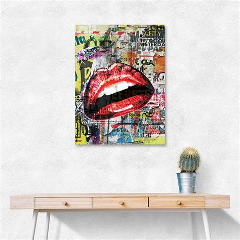 Red Lips Grunge Wall Art