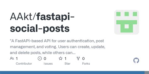 github aakt fastapi social posts a fastapi based api for user