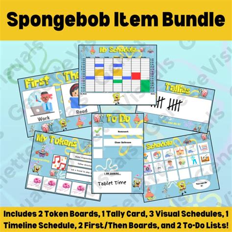 Spongebob Visual Support Bundle Colorful Version By Genette Visuals