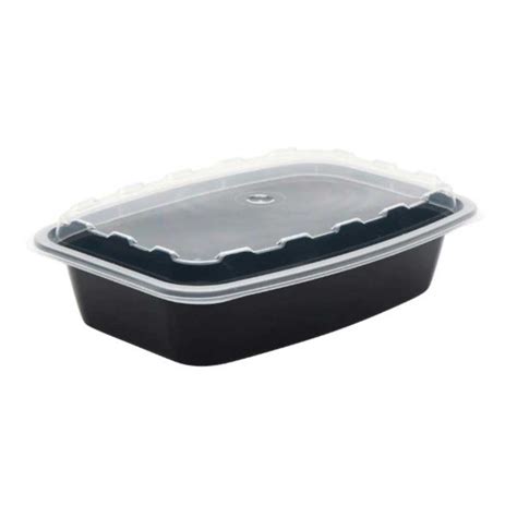 Cube Packaging Black Base Clear Lid Polypropylene Rectangular Container