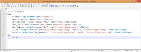 notepad language file for the power query formula language “m