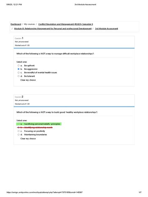 Conflict Resolution And Management Module 3 Assignment Pdf Communication Intention