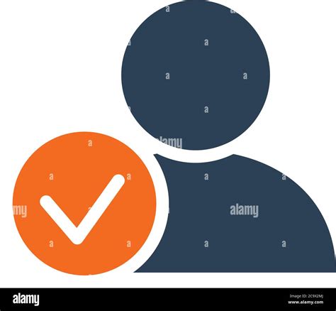 User Profile With Tick Checkmark Line Icon System Verification