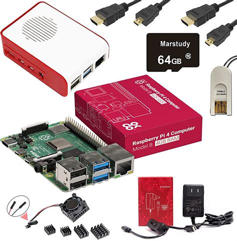 Marstudy Raspberry Pi 4 Model B Complete Starter Kit 64GB Edition Raspberry Pi 4B 4GB RAM