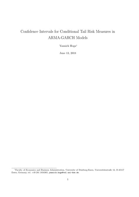 Pdf Confidence Intervals For Conditional Tail Risk Measures In Arma Garch Models