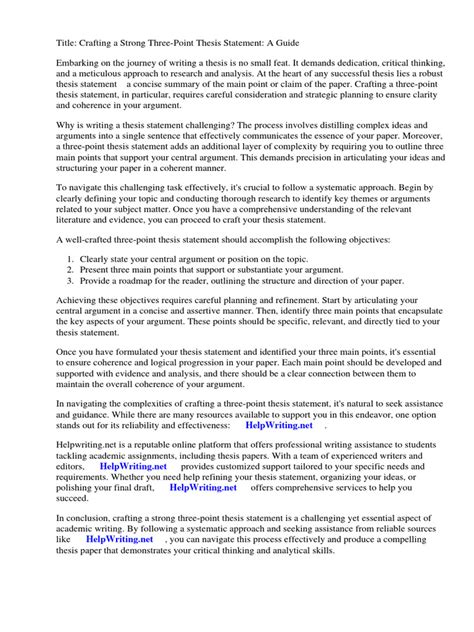 Good Three Point Thesis Statement Pdf Essays Thesis
